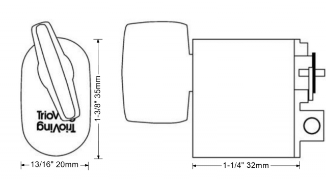 Thumb turn for use with Trioving 5312, 5316, 5320, 5341 & 5382 lock cases